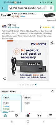 PoE Texas PoE Switch 4 Port - 802.3af/at Power Over Ethernet with 4 ...