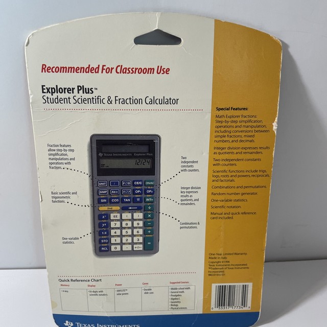 Texas Instruments Explorer Plus Ti-32 Student Scientific Calculator ...
