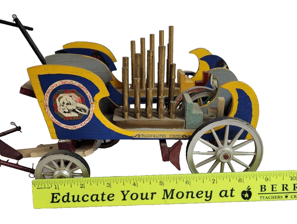 Vintage Circus Wagon Wooden Model Set Wagon Master Elephants Helvie ...