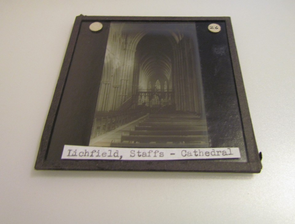 Glass Magic Lantern Slide LICHFIELD CATHEDRAL NO2 C1910 STAFFORDSHIRE ...