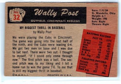 1955 Bowman #32 Wally Post sellerRR | eBay