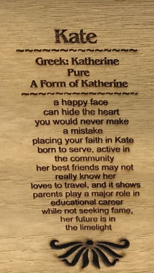 "Kate" Name Laser Engraved Wood 7" x 5" Photo Picture Frame NO CUSTOM ...