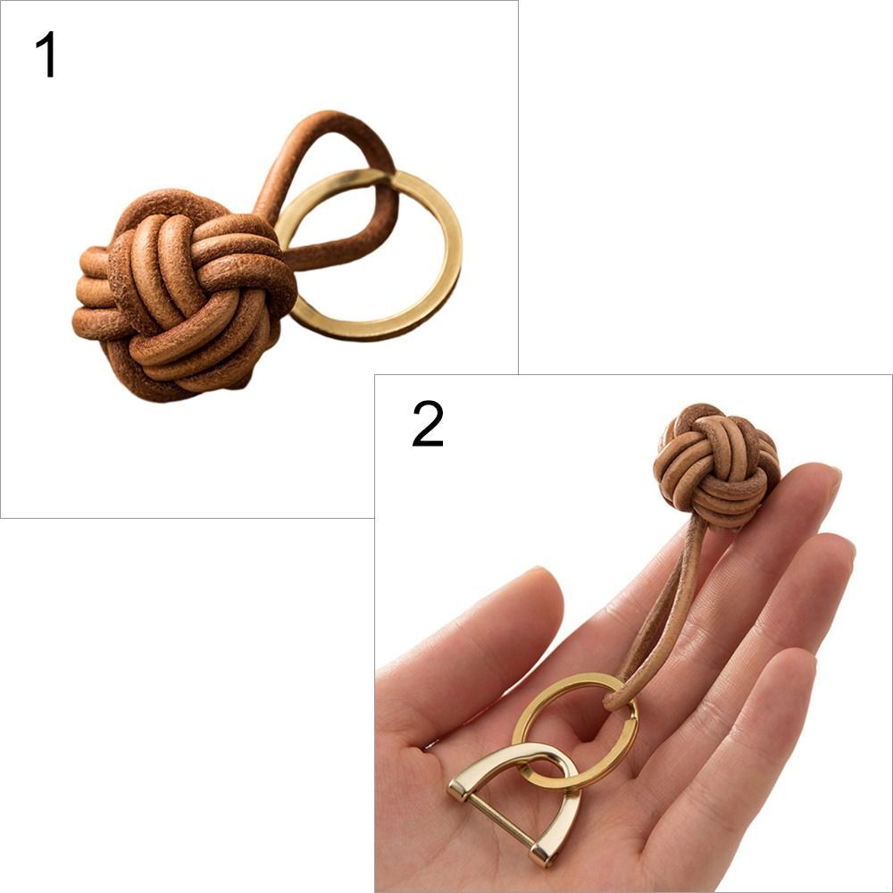Cowhide Ball Braided Key Chain Holder Woven Rope Keychain DIY Bag ...