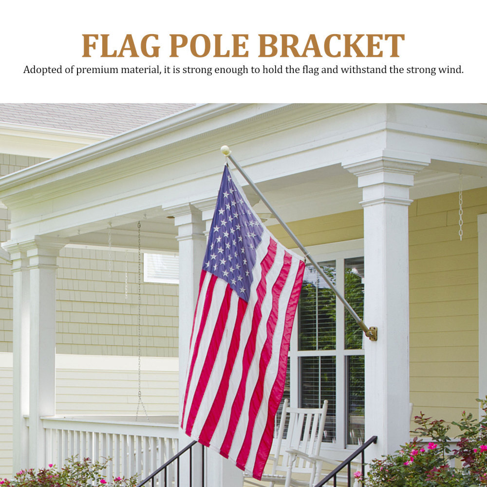 Flagpole Bracket Outdoor Holder Wall-mounted Display Stand Banner Flags ...