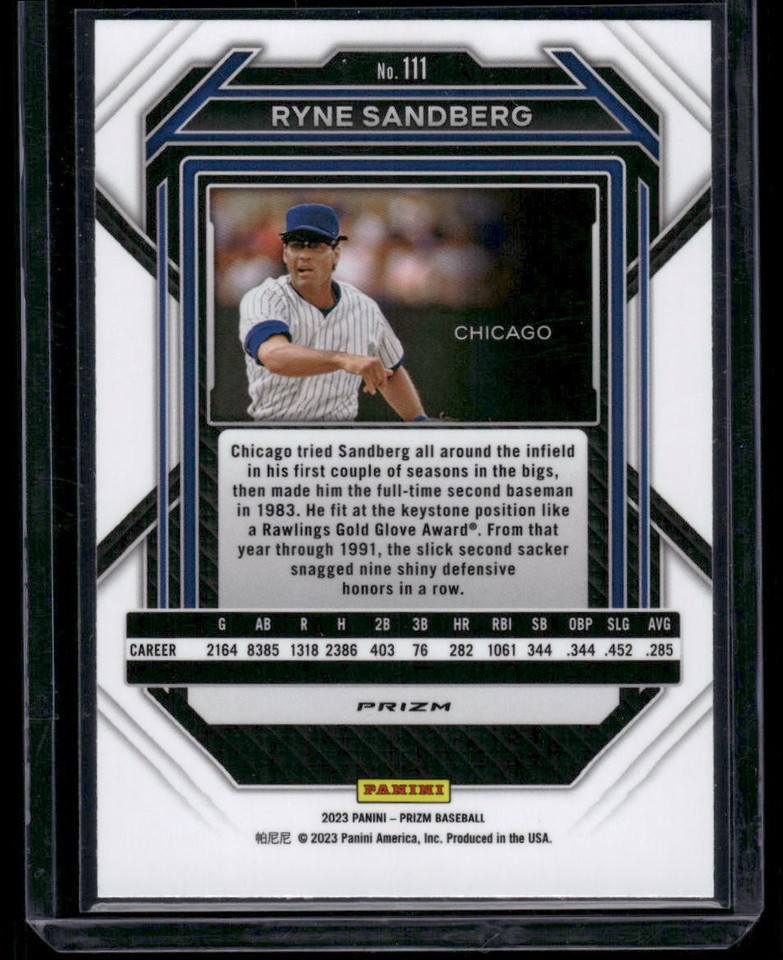 2023 Panini Prizm #111 Ryne Sandberg Blue Ice Prizm - 638 | eBay