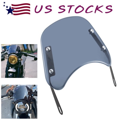 Smoke Universal Motorcycle 5-7'' Round Headlight Fairing Windshield ...