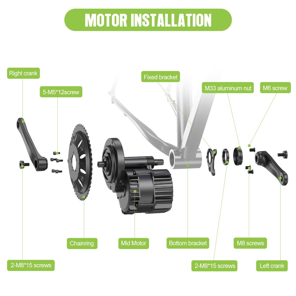 52V 1000 BAFANG BBSHD BBS03 Ebike 68-73MM Mid Drive Motor Kit ...