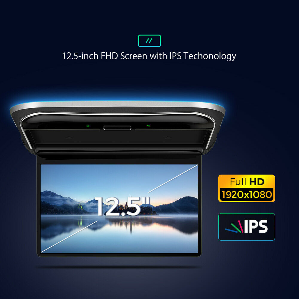 12.5" LED HDMI 1080P 8Core Car Roof Ceiling Flip Down Overhead Monitor ...