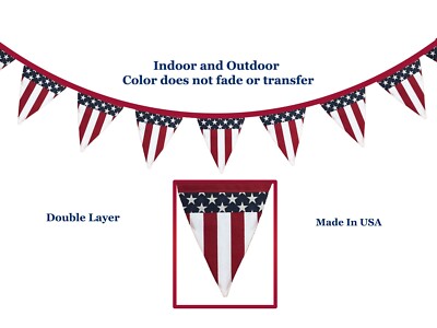 American Flag Bunting Pennant Triangle Banner Patriotic Garland 4th of ...