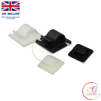 Self Adhesive Cable Clips Mounts Wire Conduit Tubing Nylon Sticky Pads ...