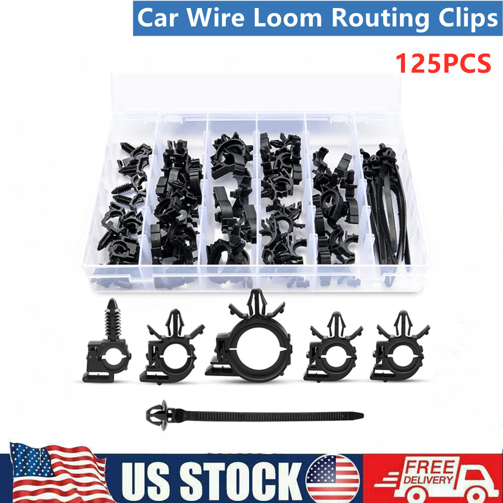 125Pcs Car Wire Loom Routing Clips Assortment Routing Clip for Honda GM ...