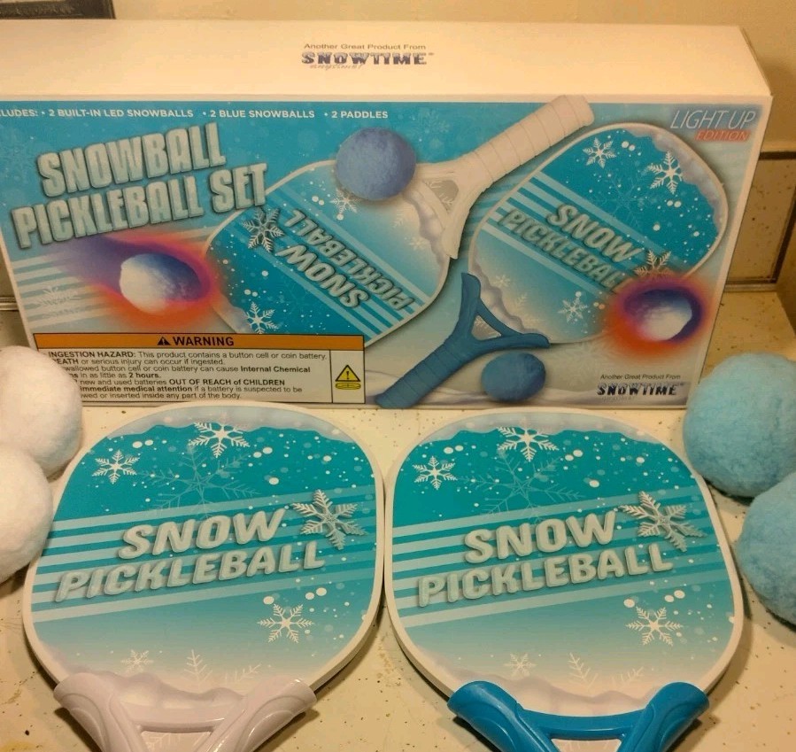 Snowtime Anytime Snowball Pickleball Set Tested Snowballs Light Up | eBay