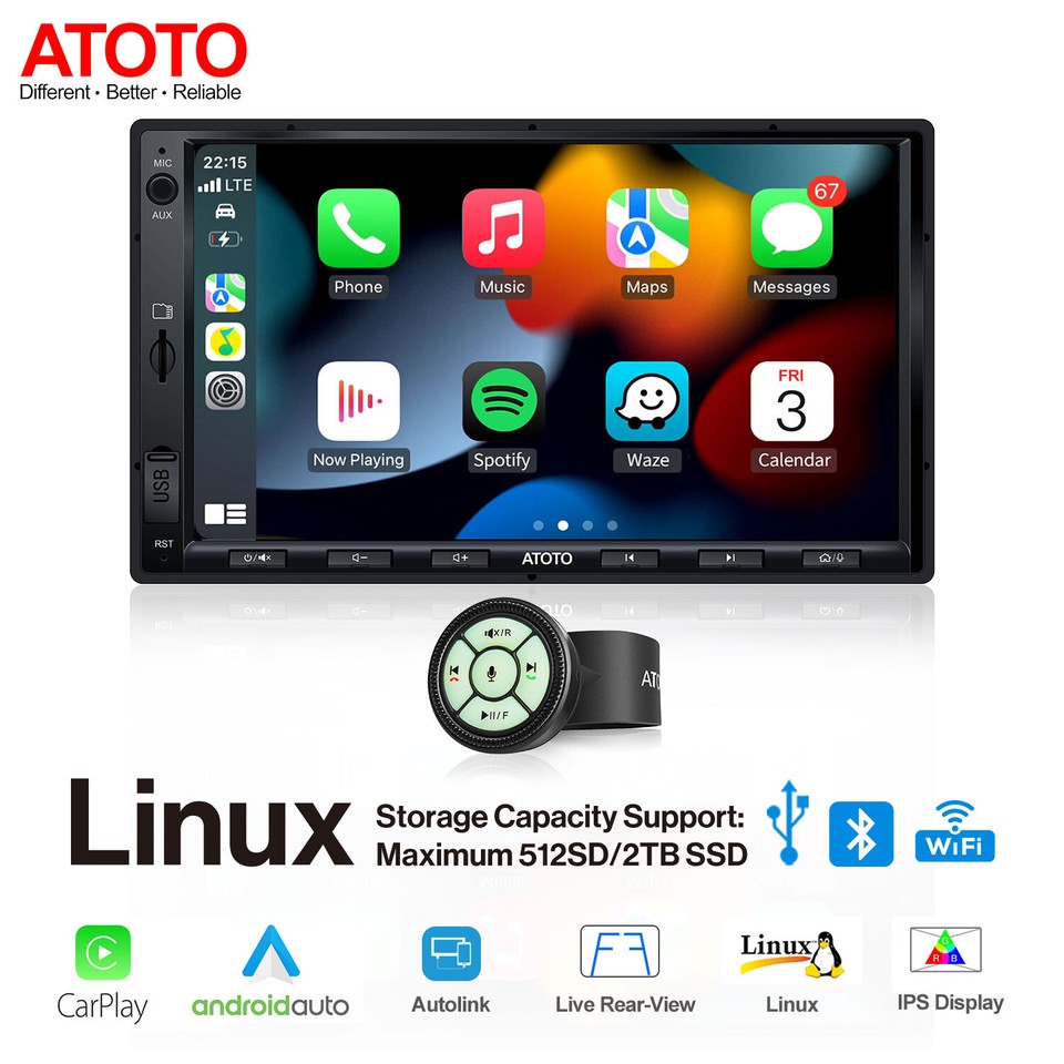ATOTO F7 XE 7in Car Stereo Double 2DIN SXM Radio Wireless CarPlay ...