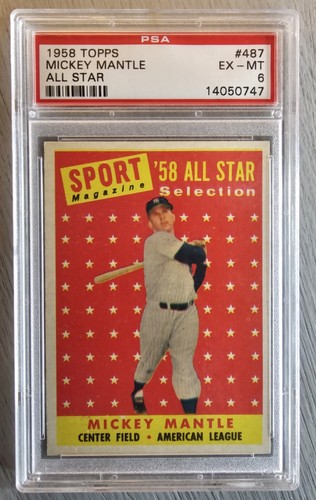 1958 Topps All Star Selection #487 Mickey Mantle PSA EX-MT 6 | eBay