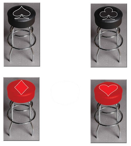 Poker Suit Playing Cards Bar Stool Stools Set Of 4 | eBay