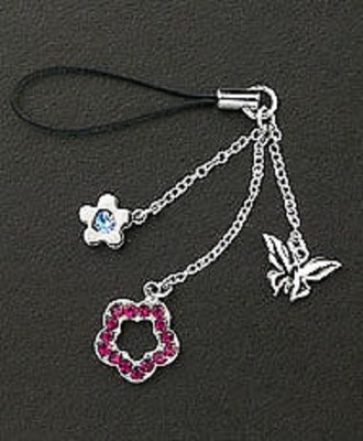 Cute Cell Phone Charm Strap Purple Crystal Flower & Silver Dangle ...