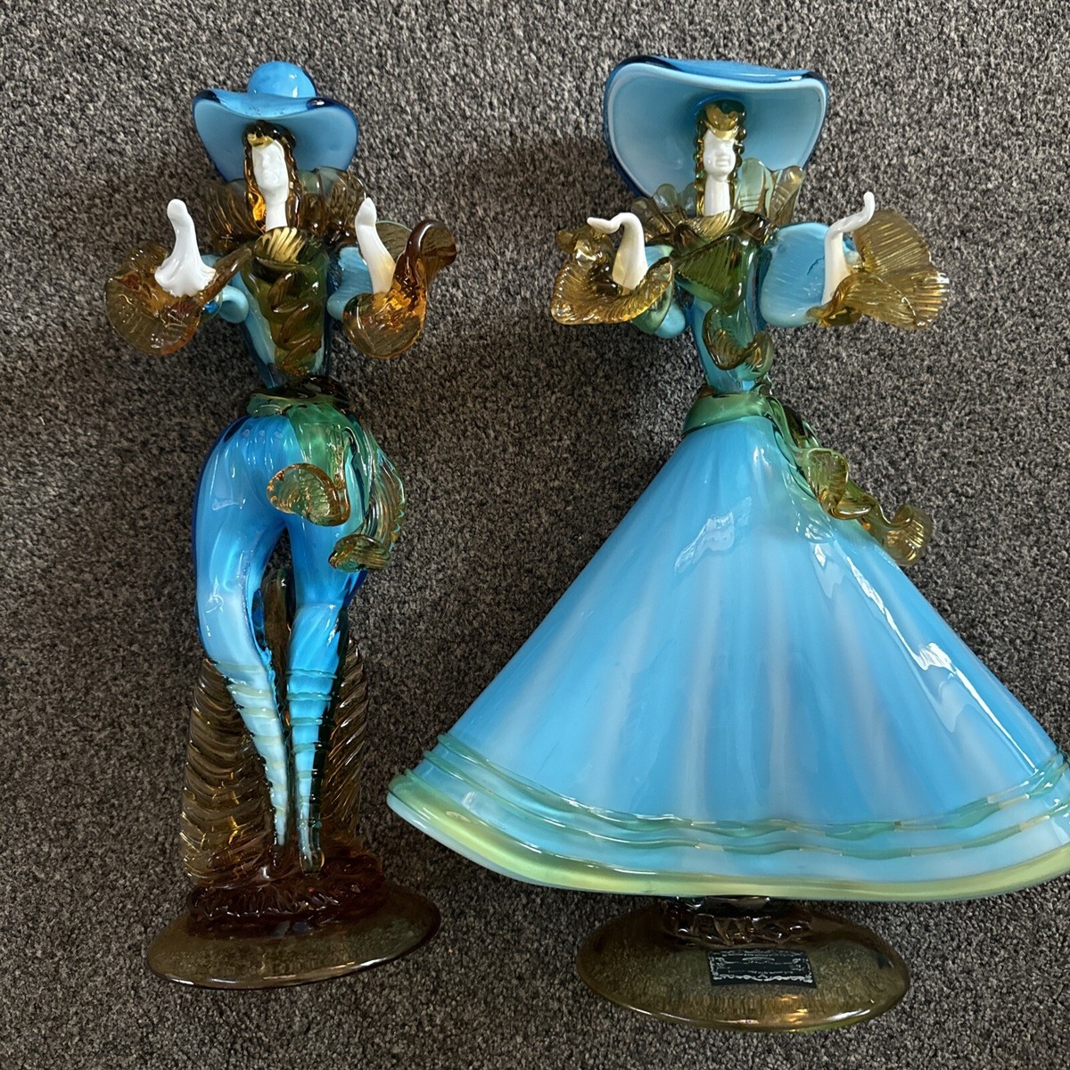 Vintage Murano Glass Figurines Pair Of Italian Murano Glass Courtesan