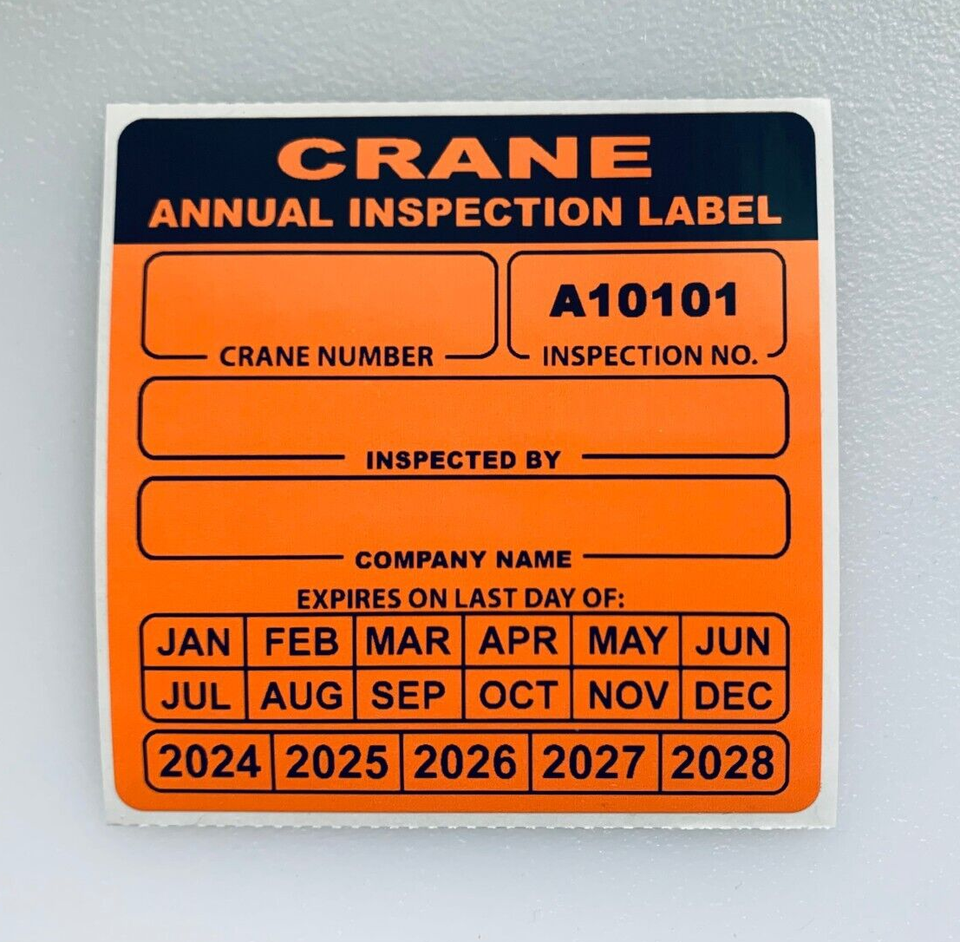 (Qty 10) CRANE INSPECTION STICKER LABEL ANNUAL INSPECTION CERTIFICATE 3 ...