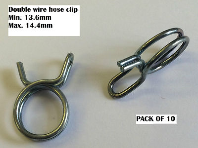 DOUBLE WIRE SPRING HOSE CLIP Size Min.13.6mm Max.14.4mm Code 10140 PACK ...