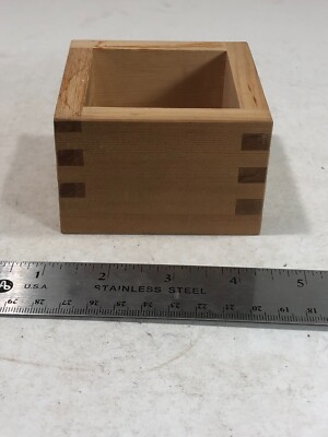 2x Original Japanese Square Wooden Sake Cup MASU Kanji Made in Japan 3. ...