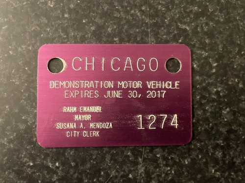 LICENSE PLATE CHICAGO ILLINOIS DEMONSTRATION MOTOR VEHICLE TAG JUNE 30 ...