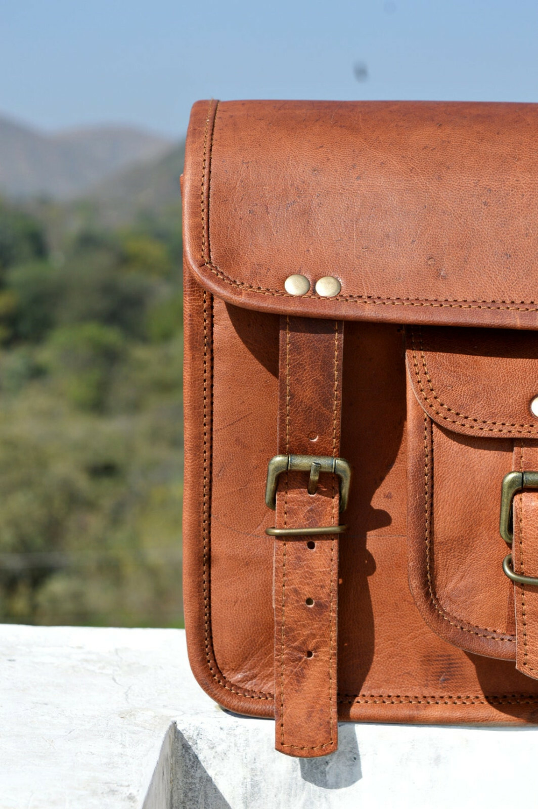 Motorcycle Side Pouch 9X11 Brown Leather side pouch Saddlebags Panniers ...