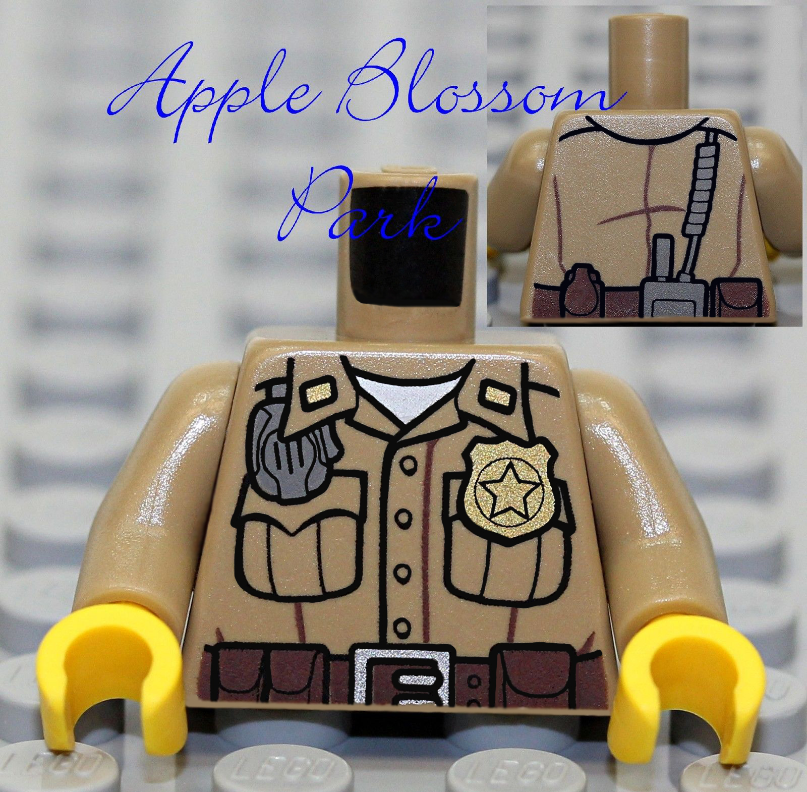 NEW Lego DARK TAN MINIFIG TORSO Shirt Pocket Badge Park Ranger/Dino ...