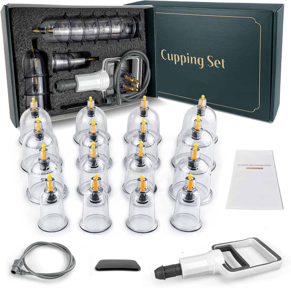 Professional Cupping Therapy Set - 16 Massage Cups with Manual Pump ...