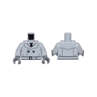 LEGO - Minifig, Torso Trench Coat w/ Belt over White Shirt and Black ...
