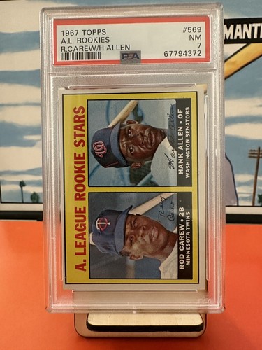 1967 Topps #569 A.L. Rookies w/ Rod Carew RC Rookie HOF Hank Allen PSA ...