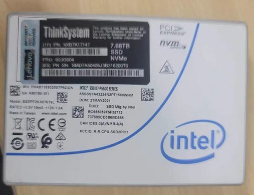7.68TB P5500 Intel SSD Series DC NVME U.2 2.5" SSDPF2KX076T9L Solid ...