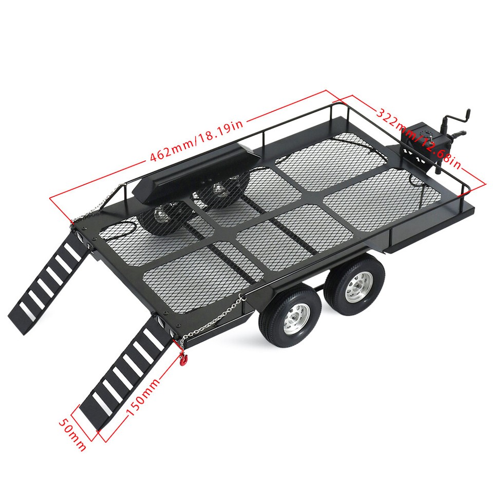 RC Metal Heavy Duty Trailer for 1/10 Scale RC Rock Crawler Car Truck ...
