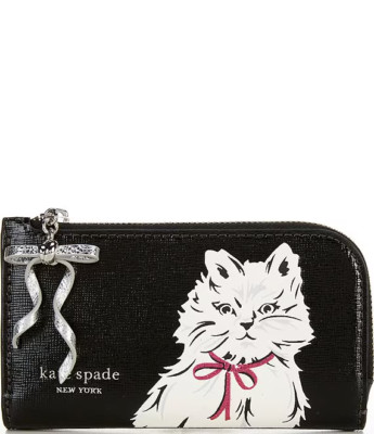 NWT Kate Spade Whiskers Saffiano Leather Sm Slim Bifold Wallet white ...