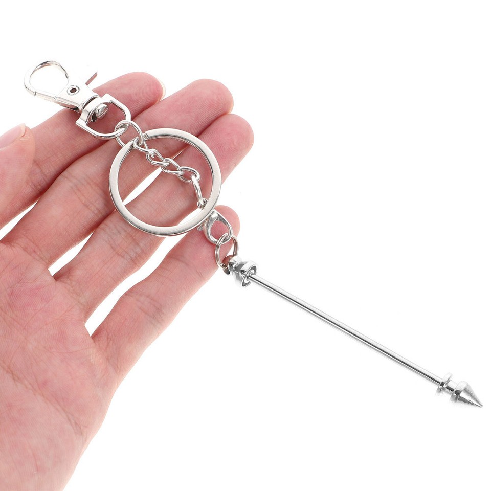 8Pcs Beaded Keychain Beadable Bar Key Chain DIY Beaded Keychain Craft ...