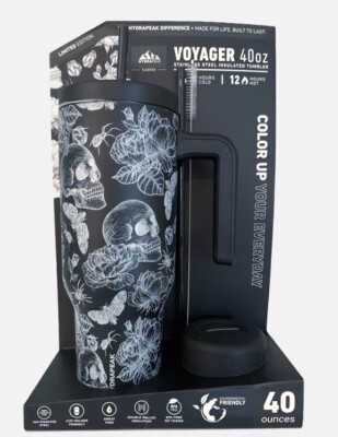 Hydrapeak Artisan Collection Skulls & Flowers 40oz Voyager Steel ...