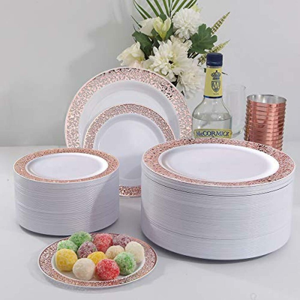 Complete Cutlery Rose Gold Dinnerware Set Total 400 Pcs Includes ...