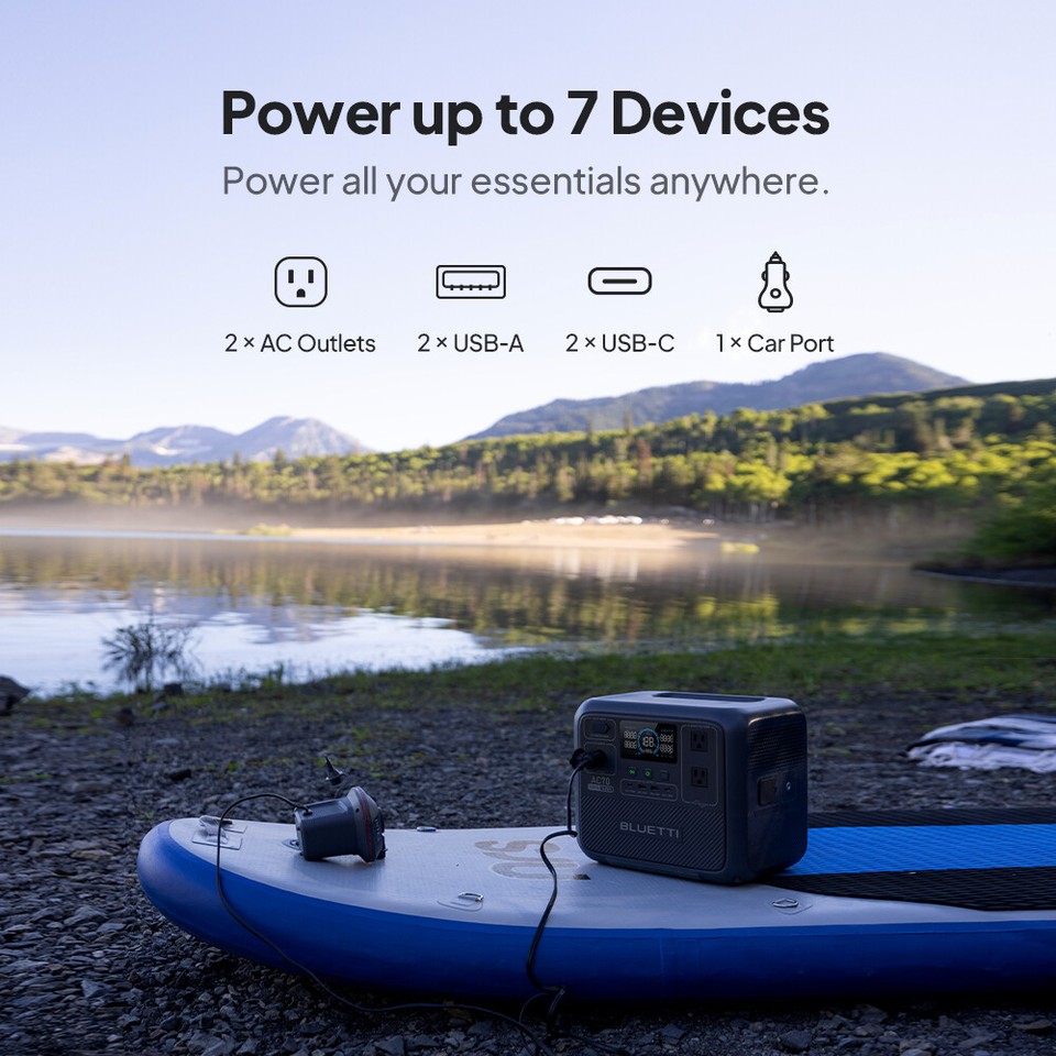 BLUETTI AC70 768Wh 1000W Portable Power Station+Optional Solar Panel ...