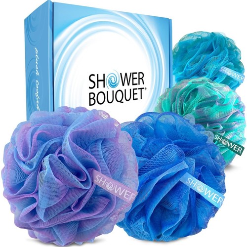Loofah Bath-Sponge XL Swirl-Deep-4-Pack // Extra Large 75g Soft Mesh ...