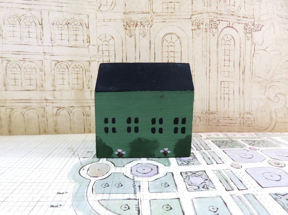 Handcrafted Vintage Wood Block Miniature Toy Houses 3 Buildings Hand ...
