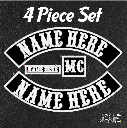CUSTOM EMBROIDERED 4 PIECE 13" MC ROCKER PATCH SET MOTORCYCLE BIKER ...