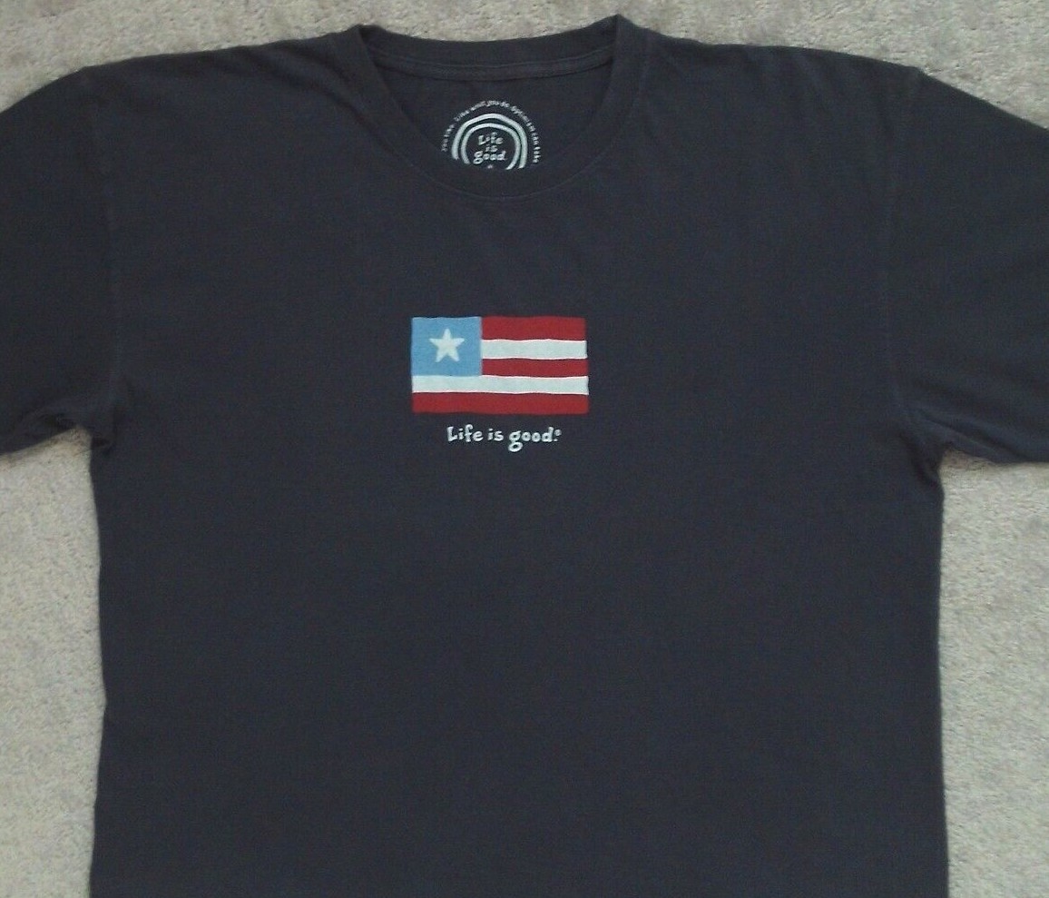 Life Is Good Flag Graphic Tee Shirt _ Measures like a Short Length ...