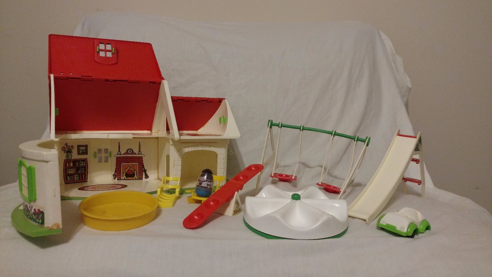 1973 Hasbro Weebles House Playground Slide Merry-Go-Round SeeSaw Pool ...