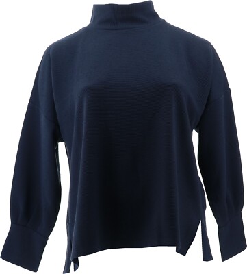 DG2 Diane Gilman Bishop-Slv Oversized Turtleneck Sweater Navy XL NEW ...