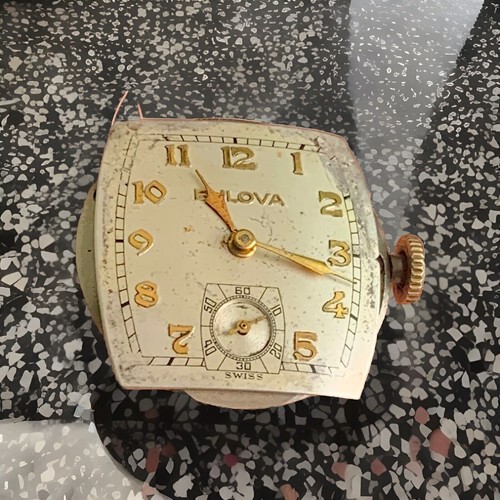 Vintage 1947 Bulova 10BC 17 jewel men's wrist watch movement with dial ...