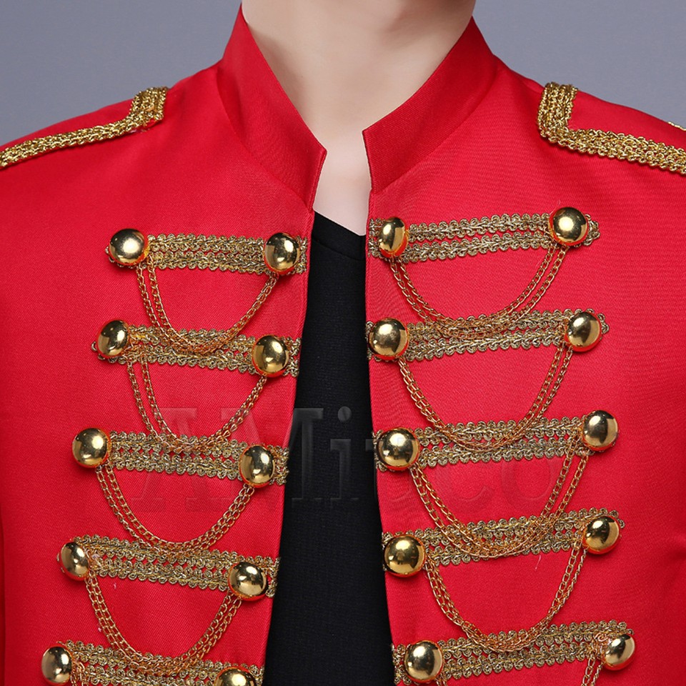 Mens Hussar Jacket Artillery Tunic Tops Military Uniform Drummer ...