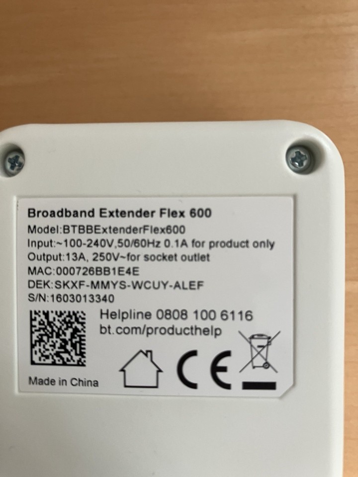 2 x BT Broadband Extender Flex 600 wired AV600 Powerline Adapters | eBay UK