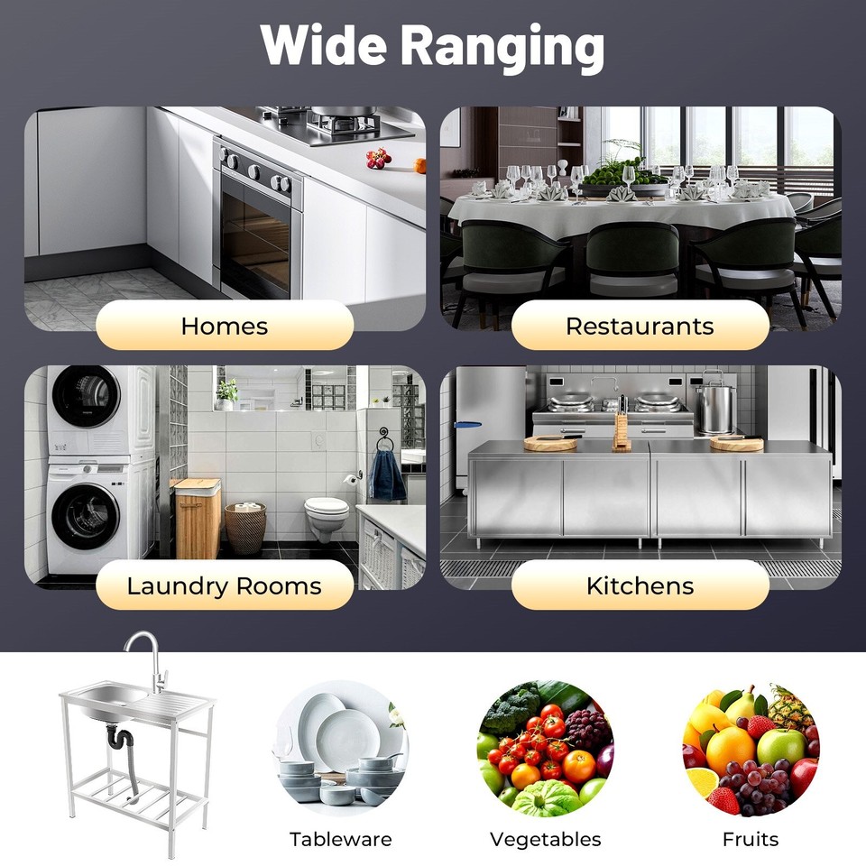 Stainless Steel Outdoor Kitchen Sink with Faucet Hand Washing Station ...