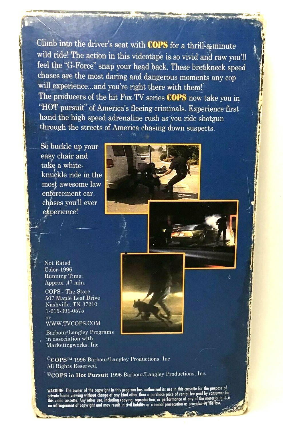 COPS In Hot Pursuit VHS 1996 High Speed Action Video Tape Tested Works ...