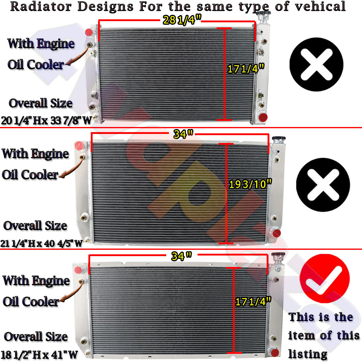 34"W 4 Row Aluminum Radiator For 1988-00 Chevy C/K Truck 1500 2500 3500 ...