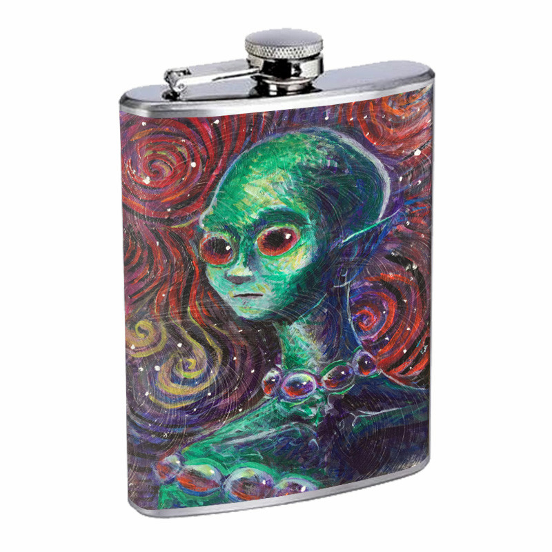 Alien Art Em1 Flask 8oz Stainless Steel Hip Drinking Whiskey | eBay